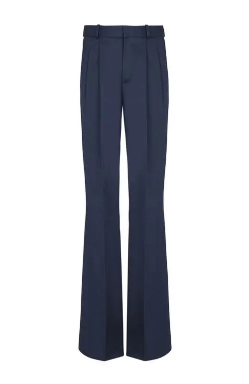 Balmain Darted Cotton Twill Trousers - Navy