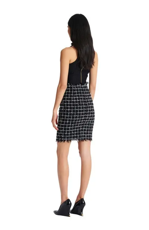 Balmain Tweed Pencil Skirt With Button Detailing