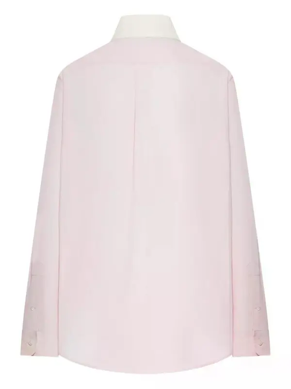 Miu Miu Poplin Shirt With Contrast Collar And Logo Label