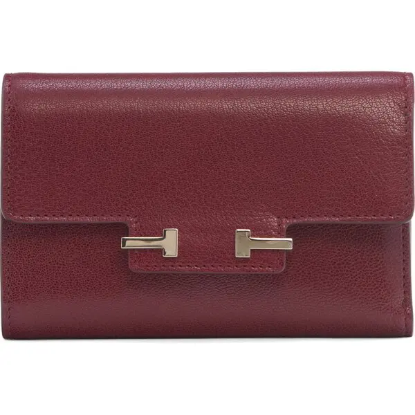 TOM FORD Double T Leather Wallet - Ruby Red