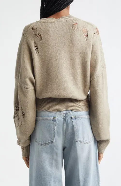 HAIKURE Marcy Ripped Wool & Cotton Sweater - Doeskin