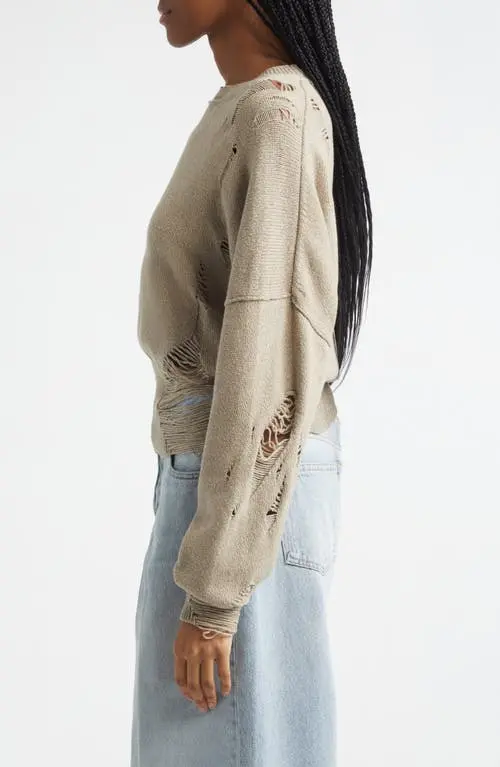 HAIKURE Marcy Ripped Wool & Cotton Sweater - Doeskin