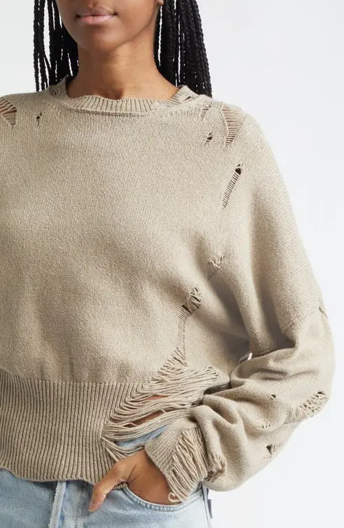 HAIKURE Marcy Ripped Wool & Cotton Sweater - Doeskin