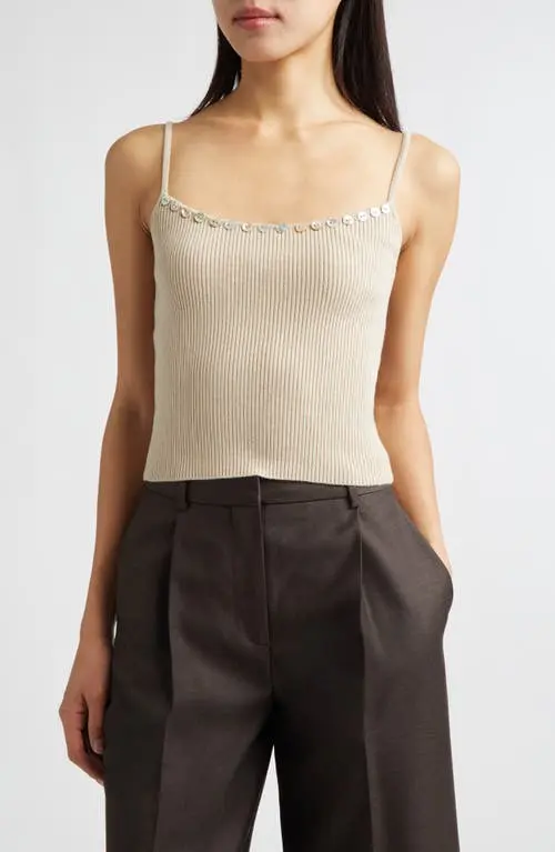 Staud Soleil Wool & Cotton Rib Sweater Tank - Fawn