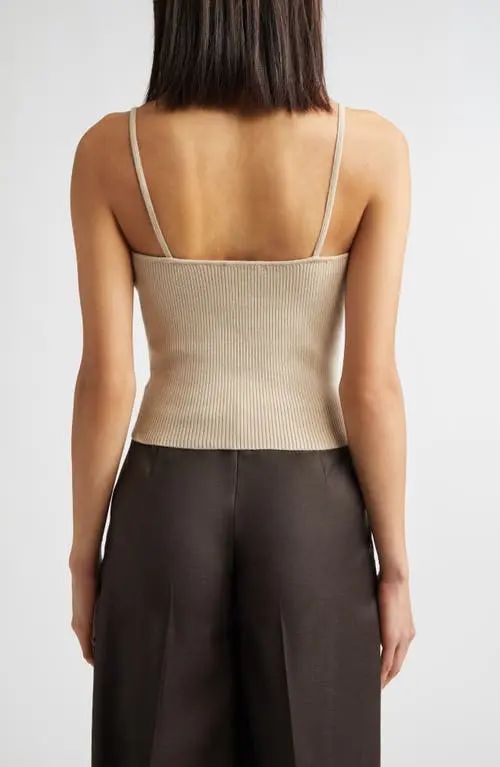 Staud Soleil Wool & Cotton Rib Sweater Tank - Fawn
