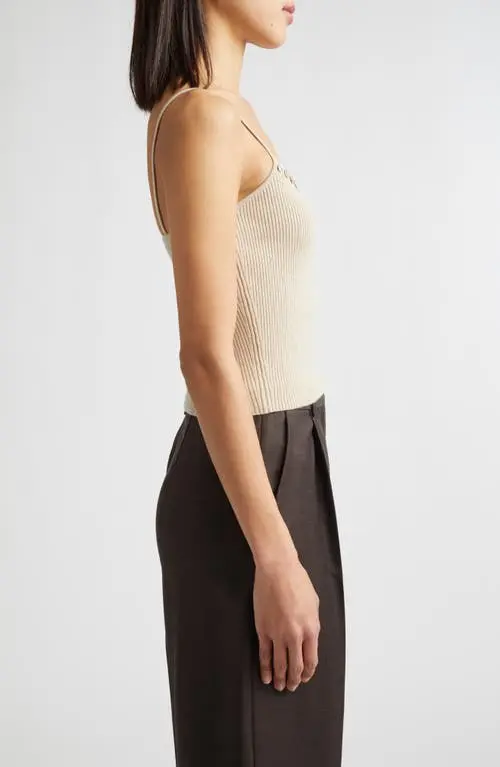 Staud Soleil Wool & Cotton Rib Sweater Tank - Fawn