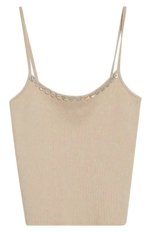 Staud Soleil Wool & Cotton Rib Sweater Tank - Fawn