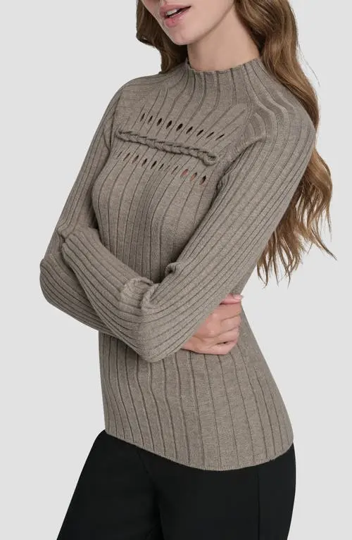 Dkny Cord Detail Ribbed Sweater - City Taupe