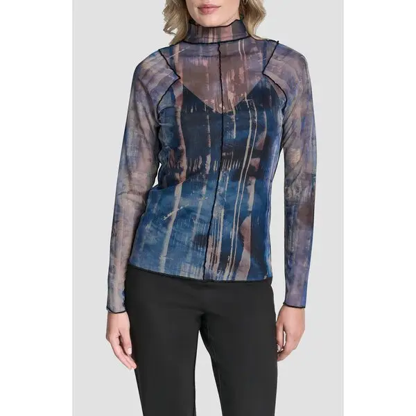 Dkny Printed Mesh Top