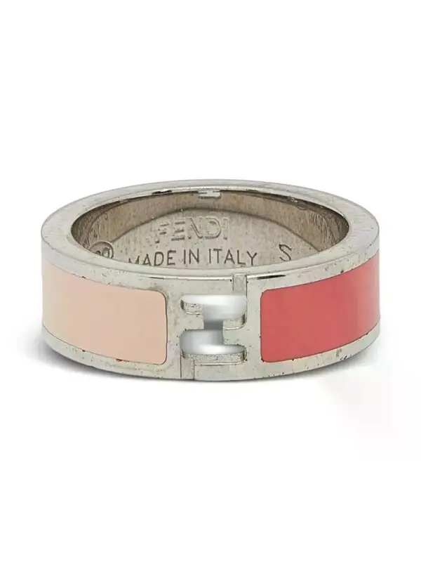 Fendi Two-tone Enamel Ring - Silver