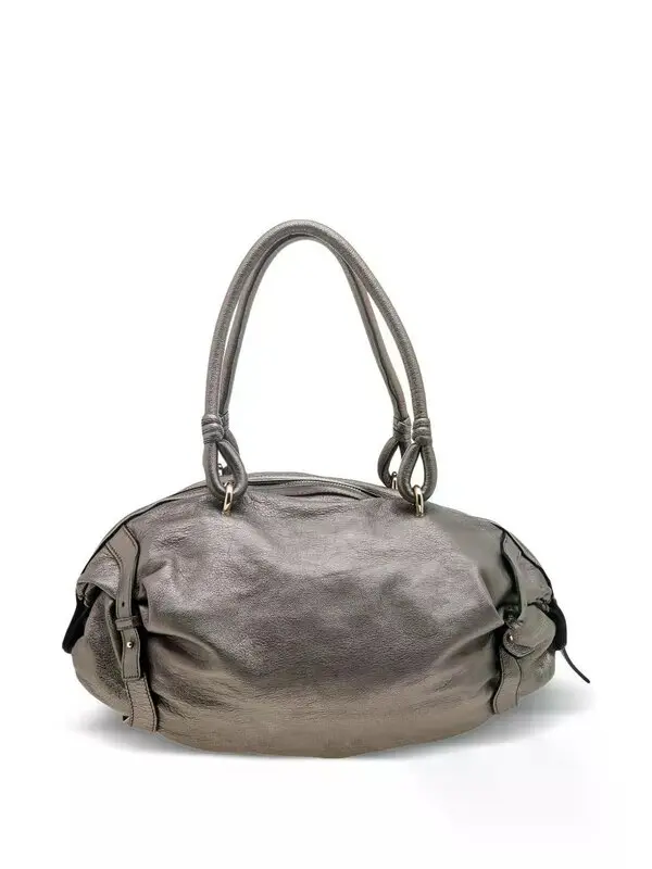 FERRAGAMO Metallic Leather Shoulder Bag - Silver