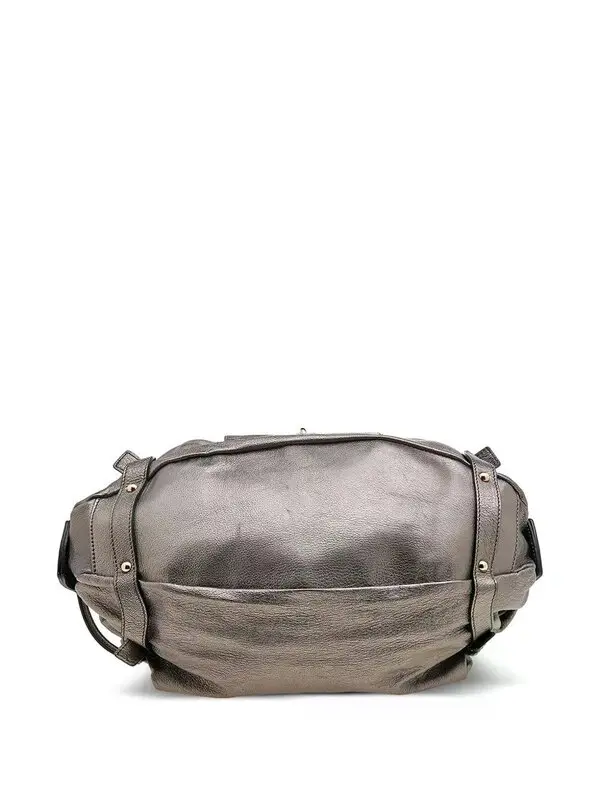 FERRAGAMO Metallic Leather Shoulder Bag - Silver