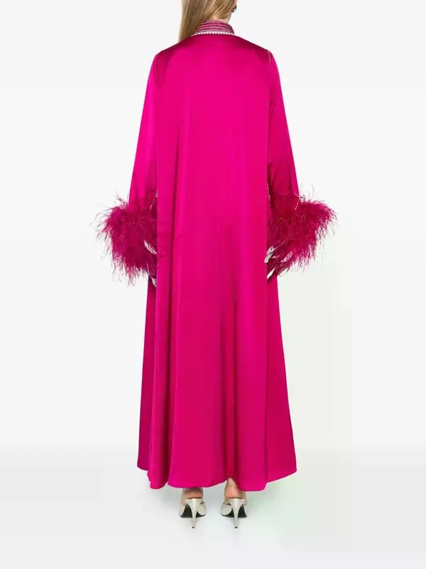 REEM AL DHAHERI Embroidered Feather Kaftan Set