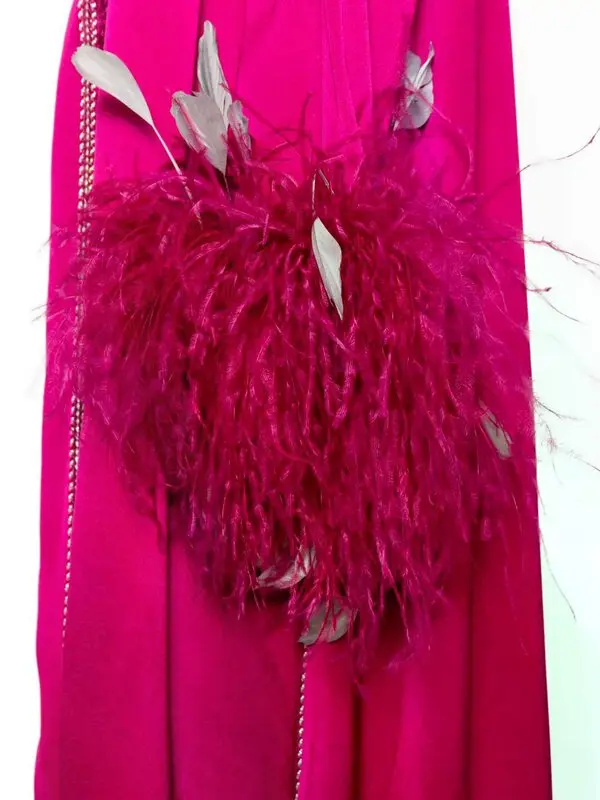 REEM AL DHAHERI Embroidered Feather Kaftan Set