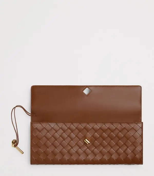 Bottega Veneta Leather Andiamo Clutch Bag - Brown