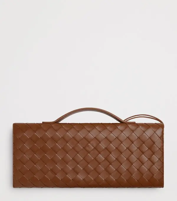 Bottega Veneta Leather Andiamo Clutch Bag - Brown
