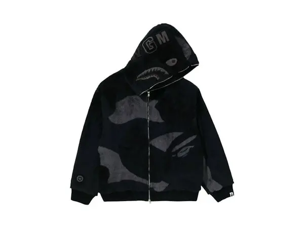 A BATHING APE Camo Shark Full Zip Sherpa Jacket