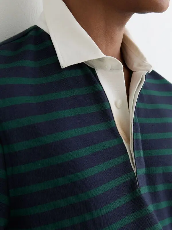 REISS Conners Cotton Rugby-stripe Polo Shirt