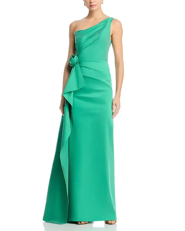 Rickie Freeman For Teri Jon Taffeta One Shoulder Gown