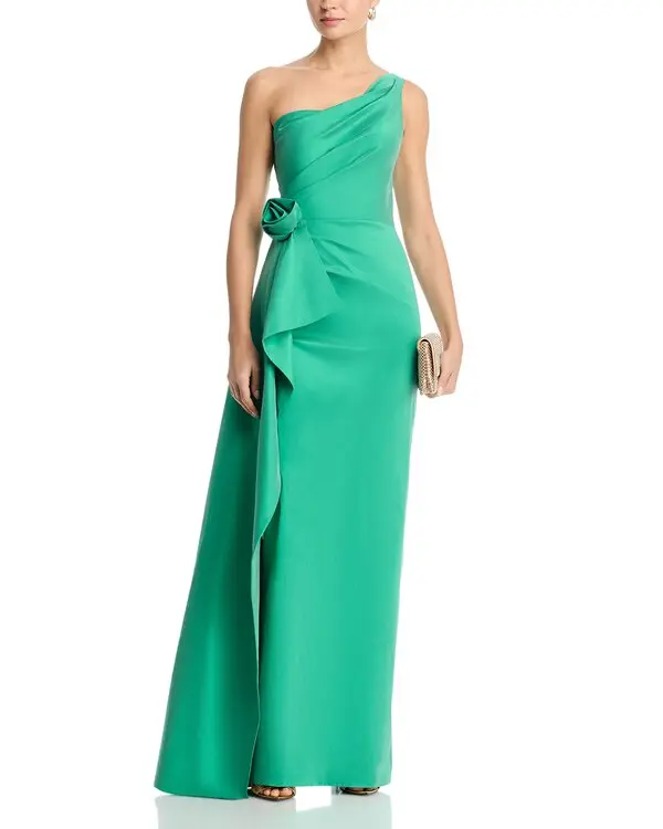 Rickie Freeman For Teri Jon Taffeta One Shoulder Gown