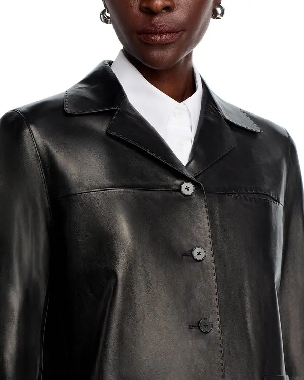 Lafayette 148 New York Patch Pocket Leather Jacket