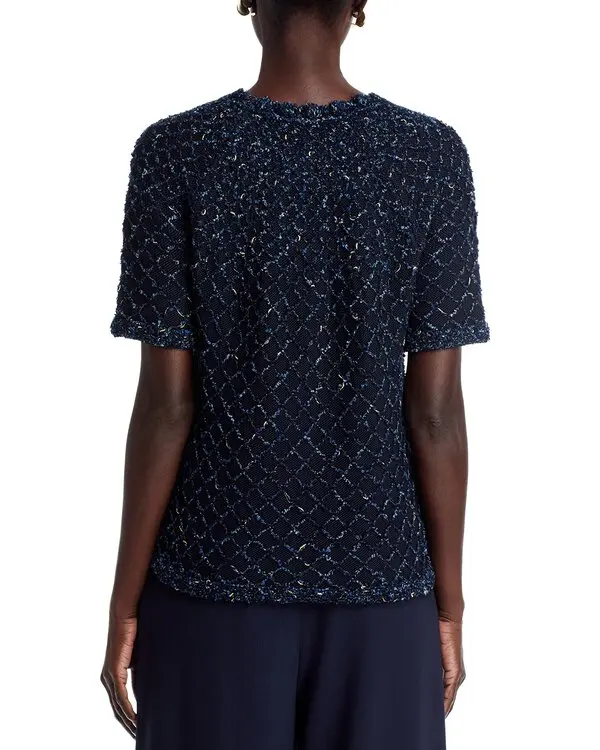 Lafayette 148 New York Crochet Trimmed Textured Stitch Sweater