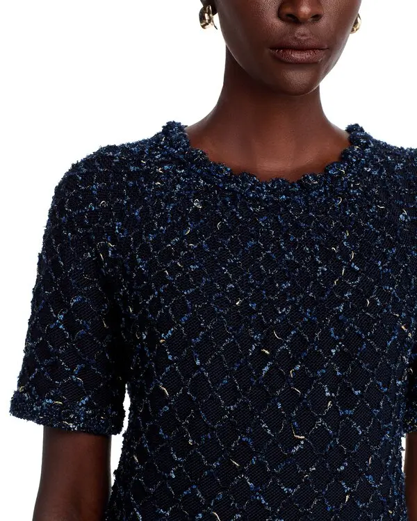 Lafayette 148 New York Crochet Trimmed Textured Stitch Sweater