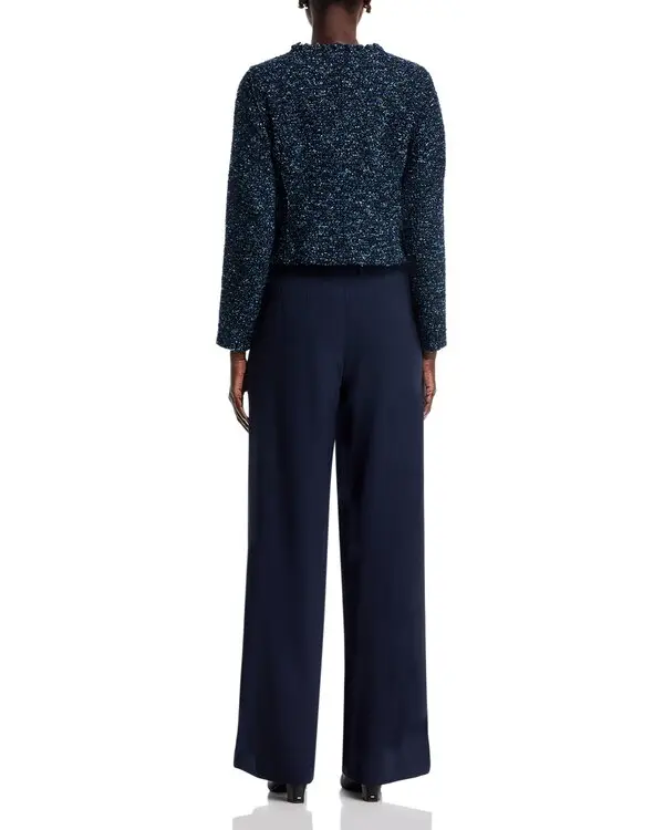 Lafayette 148 New York Crochet Trimmed Textured Stitch Sweater