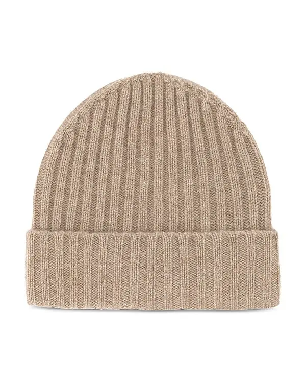 Boggi Milano Ribbed Cashmere Beanie - Beige