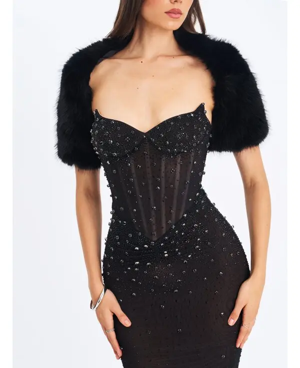 MISS CIRCLE NEW YORK Faux Fur Micro Bolero