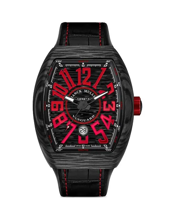 Franck Muller Vanguard Carbon Watch, 53.7mm X 44mm - Black/black