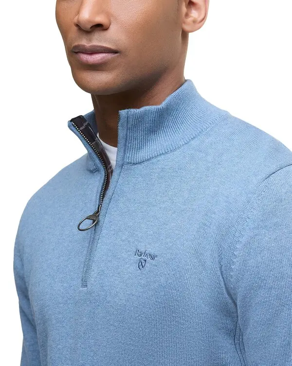 Barbour Cotton Half Zip Knitted Sweater - Bluestone