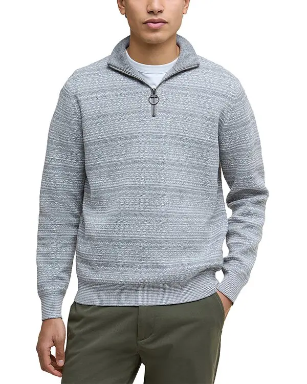Barbour Dartfield Quarter Zip Knitted Sweater - Light Grey
