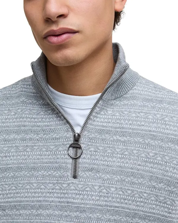 Barbour Dartfield Quarter Zip Knitted Sweater - Light Grey