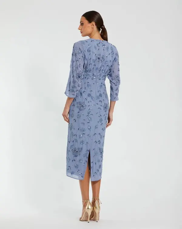 Mac Duggal Floral Embellished Midi Dress