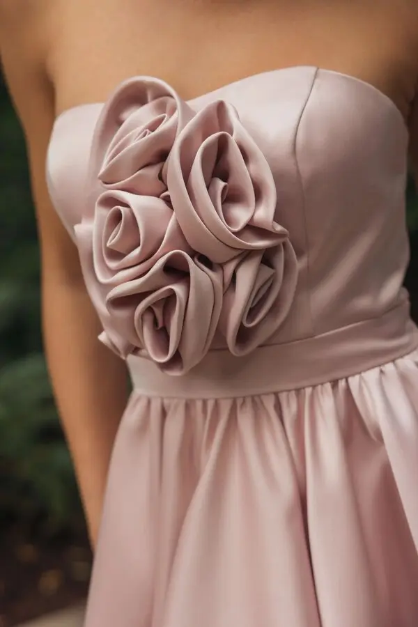 Mac Duggal Satin High-low Rosette Gown