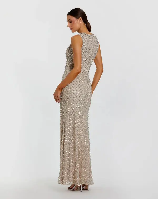 Mac Duggal Embellished High Neck Column Gown