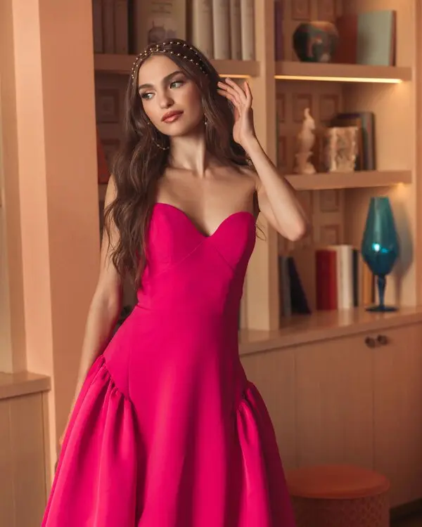 Mac Duggal Strapless Crepe Ball Gown With Satin Skirt - Hot Pink |  Editorialist
