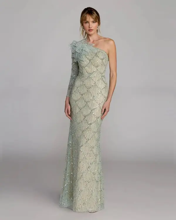 MAC DUGGAL COLLECTION One Shoulder Embellished Gown