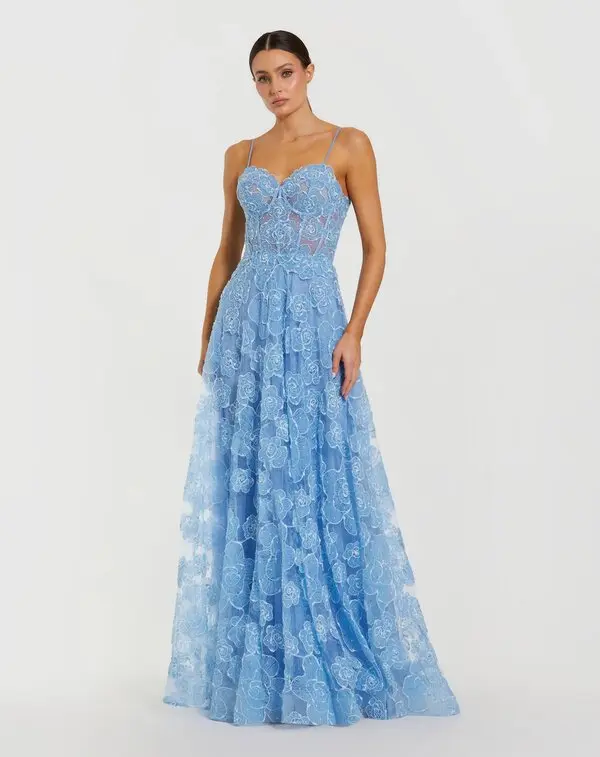 Mac Duggal Embroidered Sweetheart Neck A-line Gown