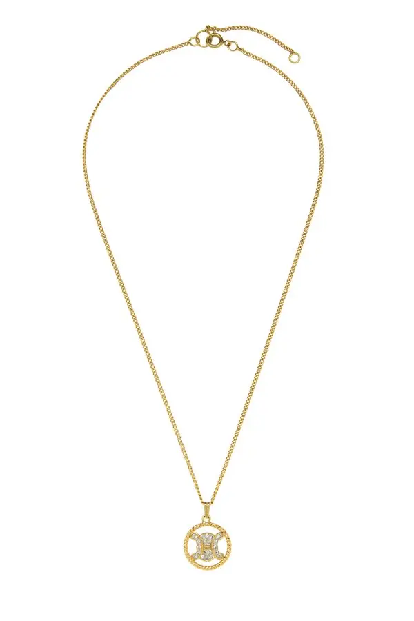 Celine Crystal Logo Necklace - Gold