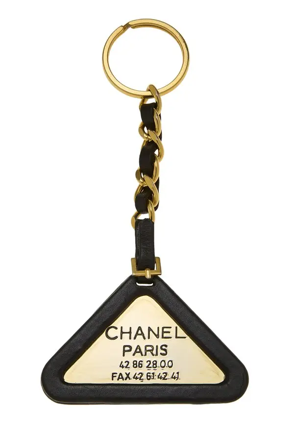Chanel Gold-tone Keychain With Leather Trim