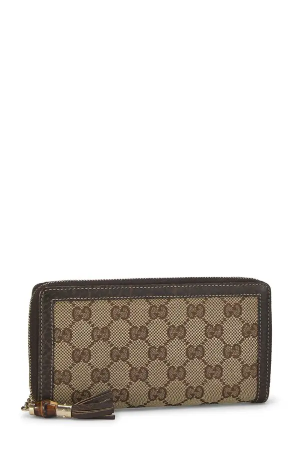 Gucci Original Gg Canvas Bamboo Zip Wallet