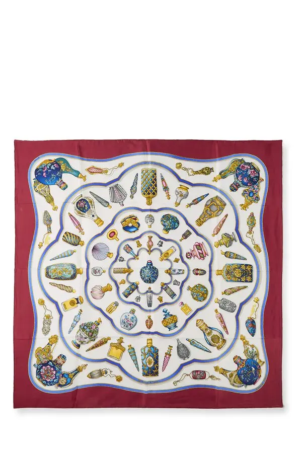 Hermès Multicolor 'qu'importe Le Flacon' Silk Scarf 90 - Burgundy
