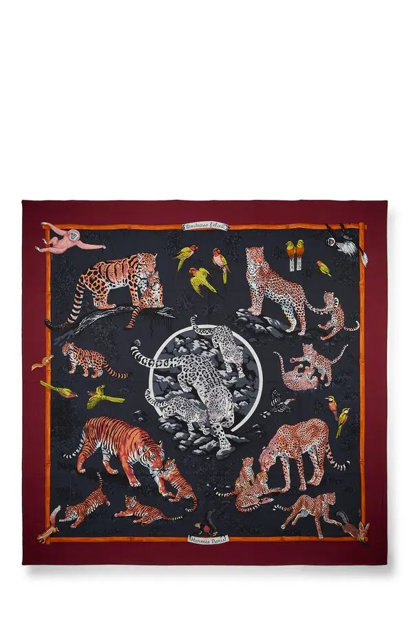 Hermès Multicolor 'tendresse Feline' Scarf 140 - Multi