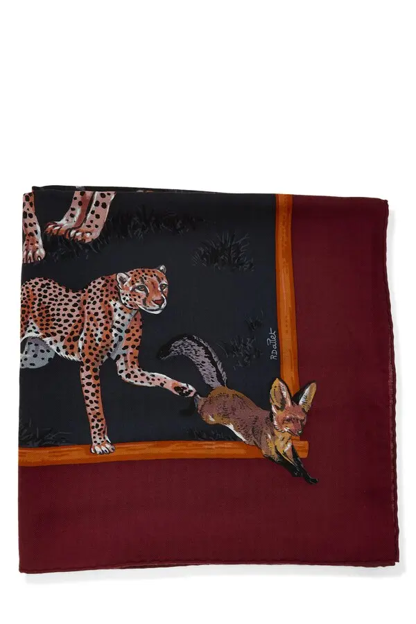 Hermès Multicolor 'tendresse Feline' Scarf 140