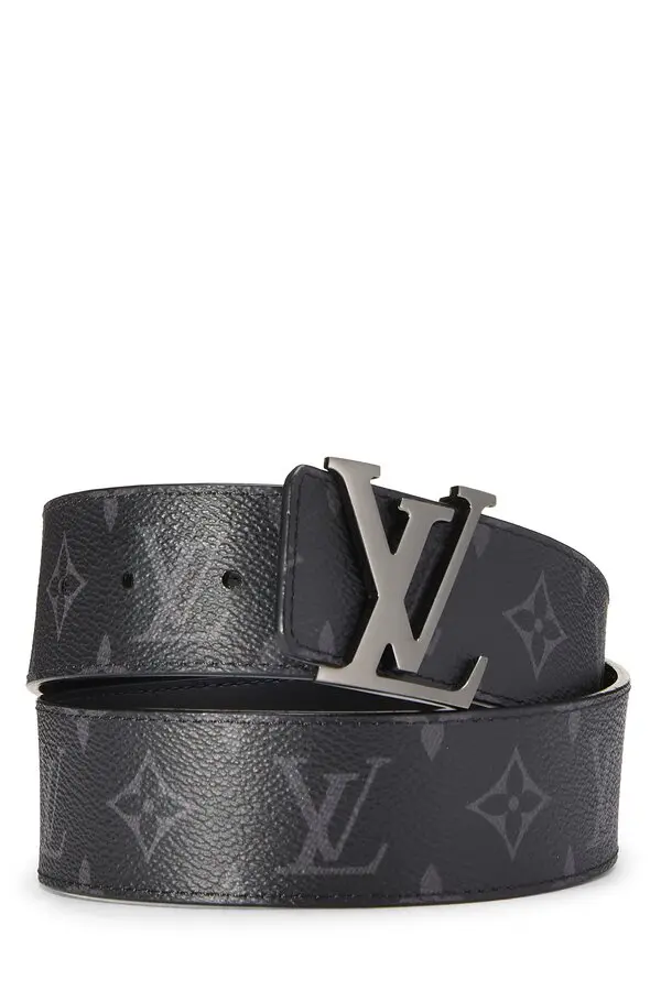 LOUIS VUITTON Monogram Eclipse Ceinture Initiales Belt - Black