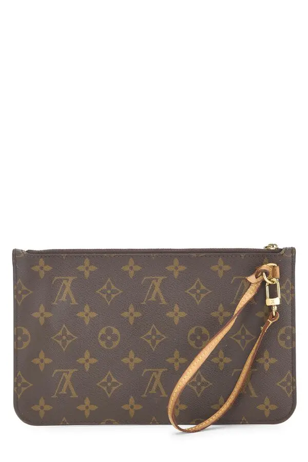LOUIS VUITTON Monogram Neverfull Pouch Nm Wristlet - Brown