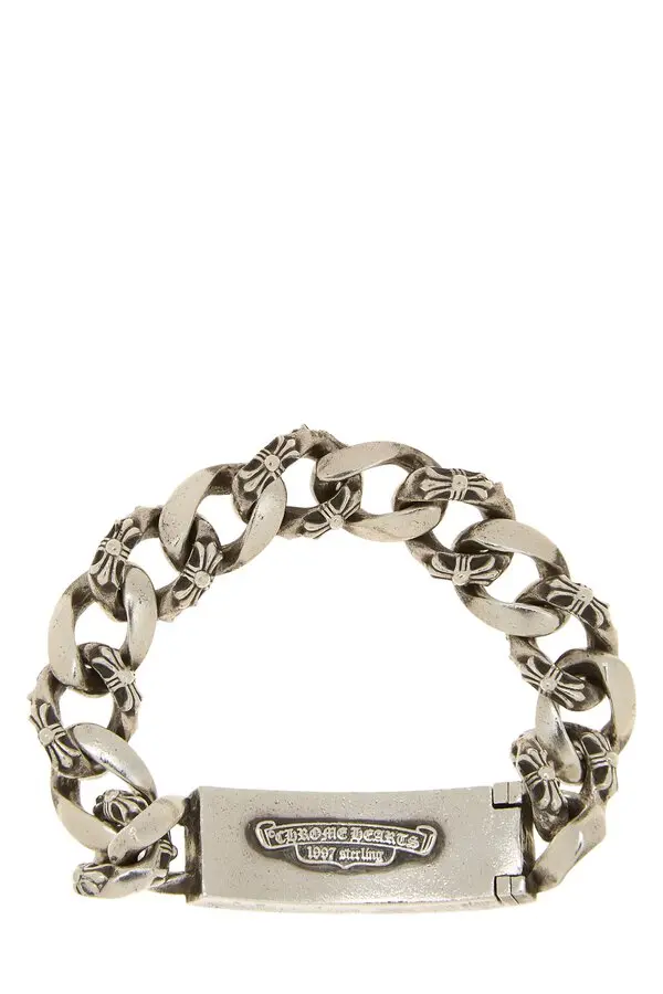 Chrome Hearts Sterling Floral Cross Id Fancy Link Bracelet