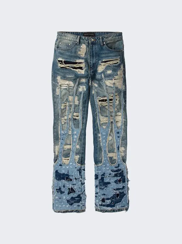 WHO DECIDES WAR Flame Boro Denim Jeans - Blue